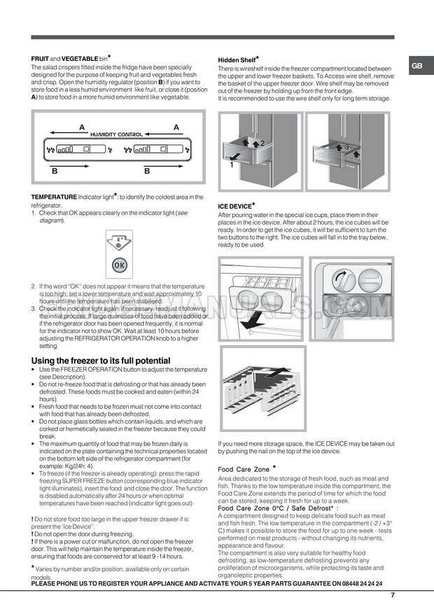 Hotpoint FFU3D Operating Instructions